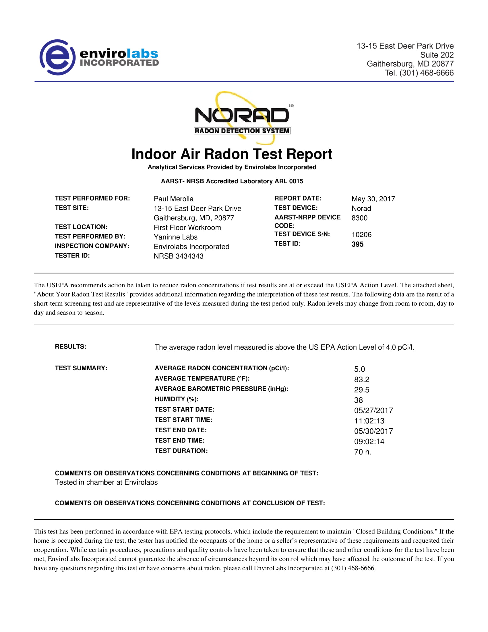 Continuous Monitor Test - Envirolabs Incorporated